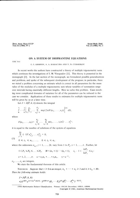 pdf on a system of diophantine equations