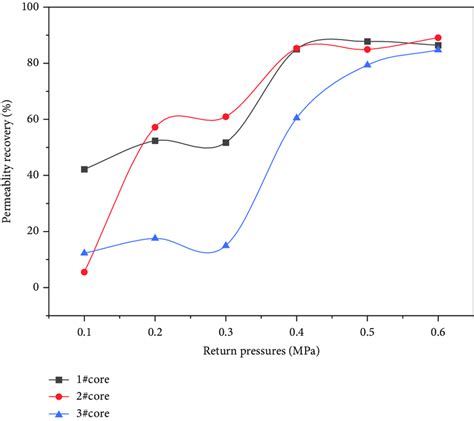 Permeability Recovery Values Under Different Return Pressures