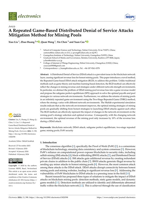 Pdf A Repeated Game Based Distributed Denial Of Service Attacks