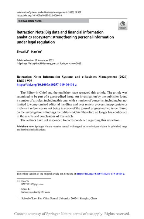 Retraction Note Big Data And Financial Information Analytics Ecosystem Strengthening Personal