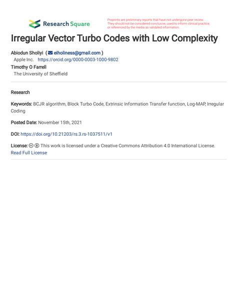Pdf Irregular Vector Turbo Codes With Low Complexity