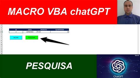 comandos chatgpt para fazer macro excel vba para pesquisar registros na
