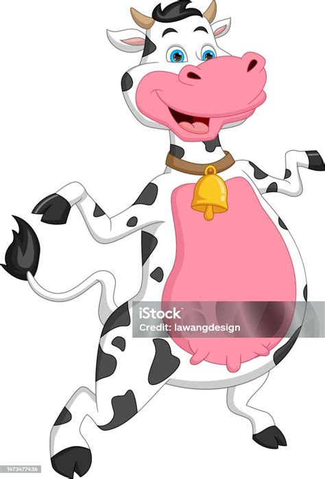 Kartun Selamat Sapi Lucu Ilustrasi Stok Unduh Gambar Sekarang Sapi Betina Berdiri