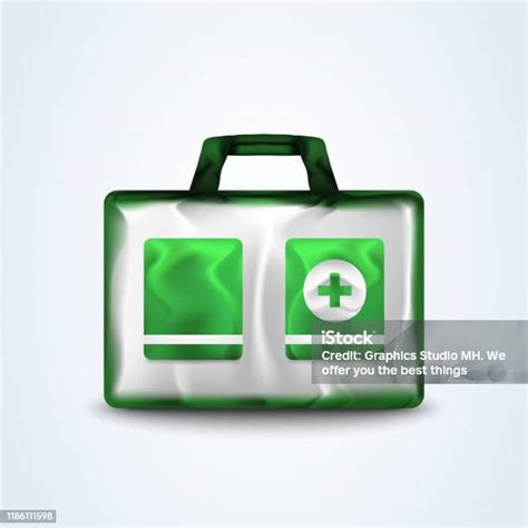 현실적인 벡터 그림 녹색과 흰색 십자가에 응급 처치 키트 0명에 대한 스톡 벡터 아트 및 기타 이미지 0명 3차원 형태