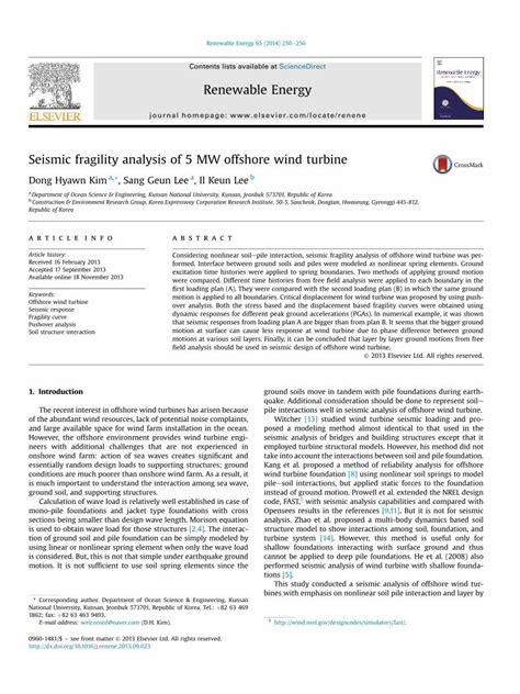 Pdf Seismic Fragility Analysis Of 5 Mw Offshore Wind Turbine