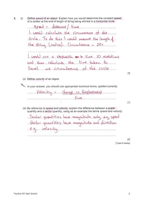 IGCSE Physics Answers To Physics Questions On The Test