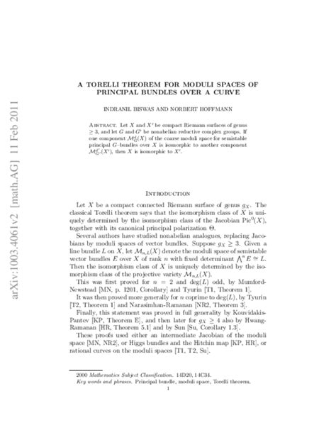 Pdf A Torelli Theorem For Moduli Spaces Of Principal Bundles Over A Curve