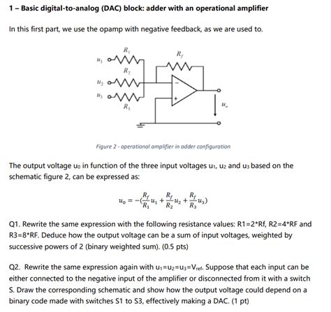 Solved 1 Basic Digital To Analog Dac Block Adder With