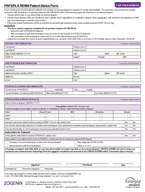 Fillable Online Fintepla Rems Patient Status Form For Prescribers Fax Email Print Pdffiller
