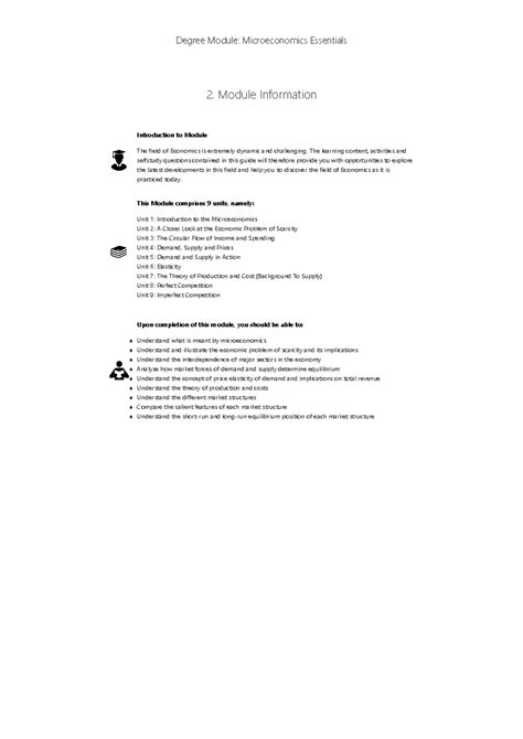 Degree Module Microeconomics Essentials Outcomes Degree Module Microeconomics Essentials 2
