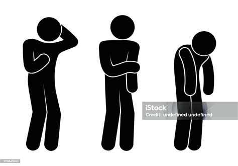 Illustration Of Sad Embarrassed Man Stick Figure People Icon Stock