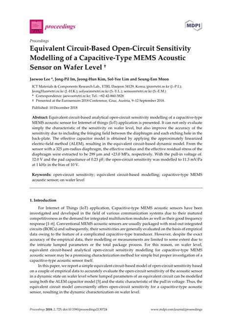 Pdf Equivalent Circuit Based Open Circuit Sensitivity Modelling Of A Capacitive Type Mems