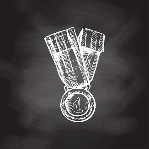Подробный эскиз медали за первое место в стиле ретро на фоне классной ...