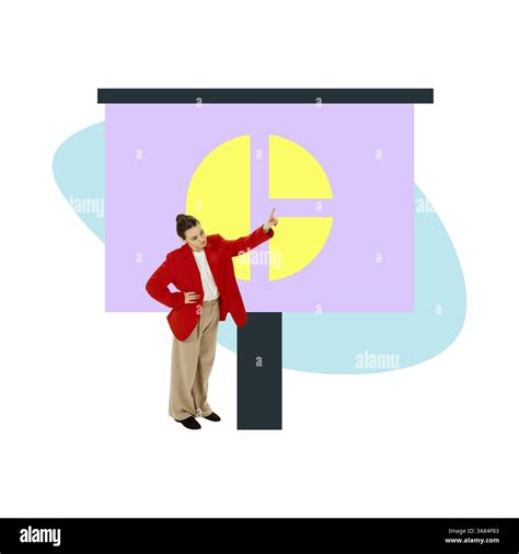 Conceptual Design Confident Woman Explaining Pie Chart On Screen Corporate Culture Visual