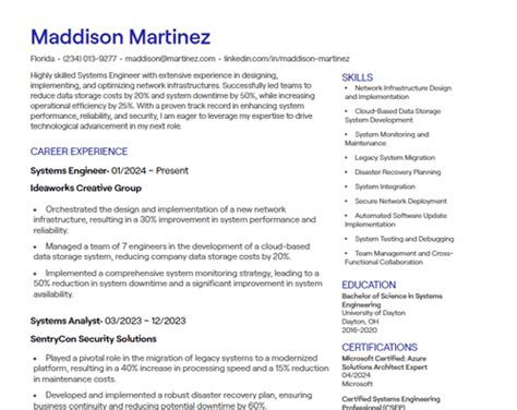 1 Systems Engineer Cv Examples [ Free Templates]