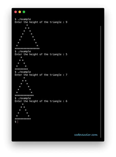 C Program To Print A Hollow Triangle Using Star Codevscolor