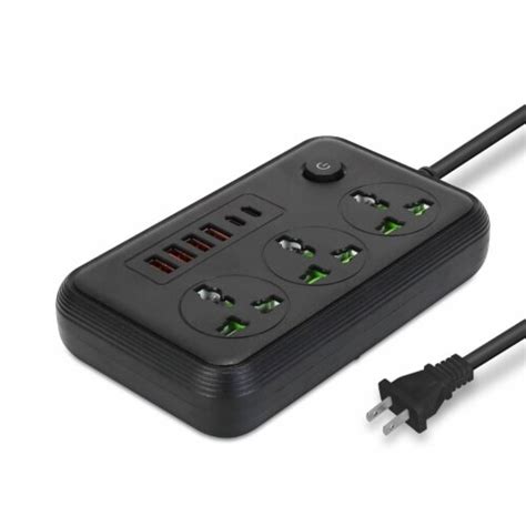 Power Strip With Ft Extension Cord Ac Outlets And Usb A Ports Usb C Port W Wall