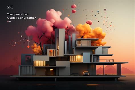 Abstract Architectural Structure With Vibrant Clouds Modern Design And