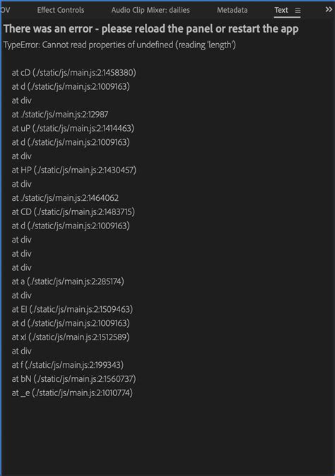 Text Panel Error Reloading And Restarting Ineffec Adobe Community
