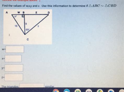 solved find the values of w x y and z use this information to