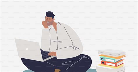 관리자 사무원 또는 사업가가 노트북 및 서류 작업을 하고 있습니다 서류 작업 사무실 노예 및 사무실 일상적인 개념 만화