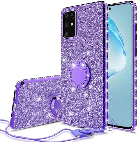 Samsung Galaxy S Plus S Glitter Phone Case Ring Kickstand Girls Women Diamond Sparkly Case