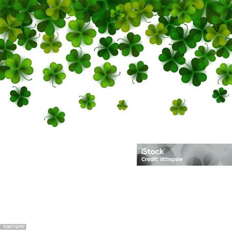 현실적인 샴 록 잎 장식 프레임 템플릿 벡터 일러스트 레이 션과 행복 한 성 패트릭의 날 배경 0명에 대한 스톡 벡터 아트 및