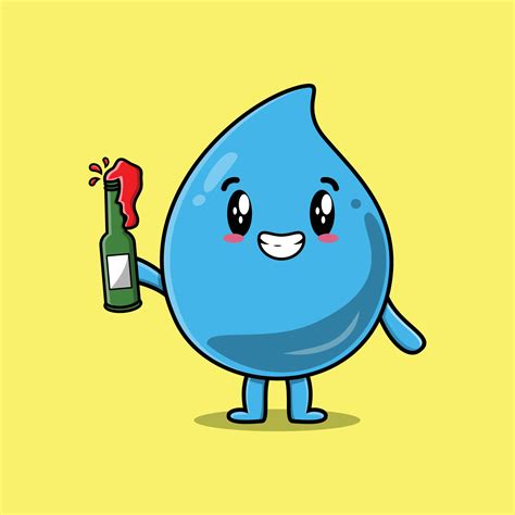 Cute Cartoon Character Water Drop With Soda Bottle 9465079 Vector Art