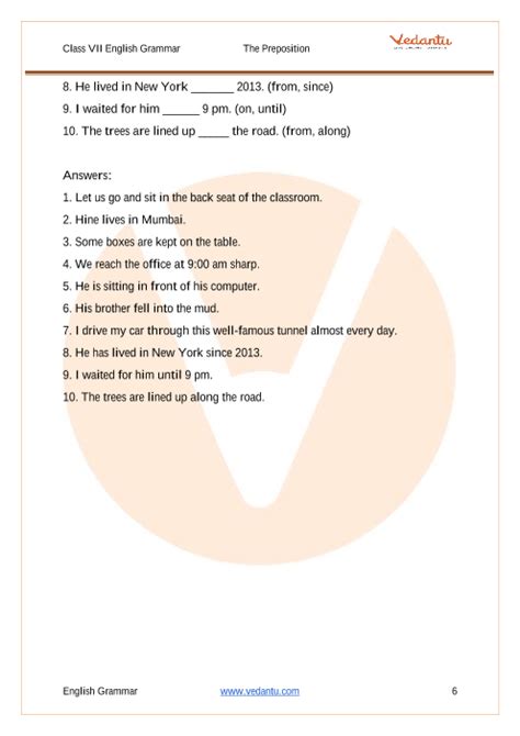 Mixed Preposition Exercises With Answers Preposition 35 Preposition