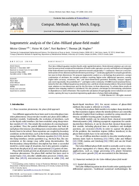 Pdf Isogeometric Analysis Of The Cahnhilliard Phase Field Model