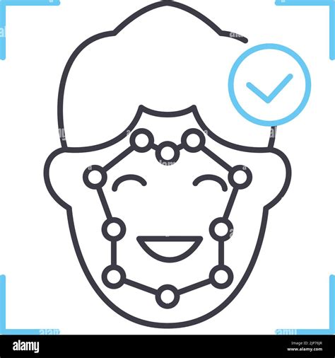 Facial Recognition Line Icon Outline Symbol Vector Illustration