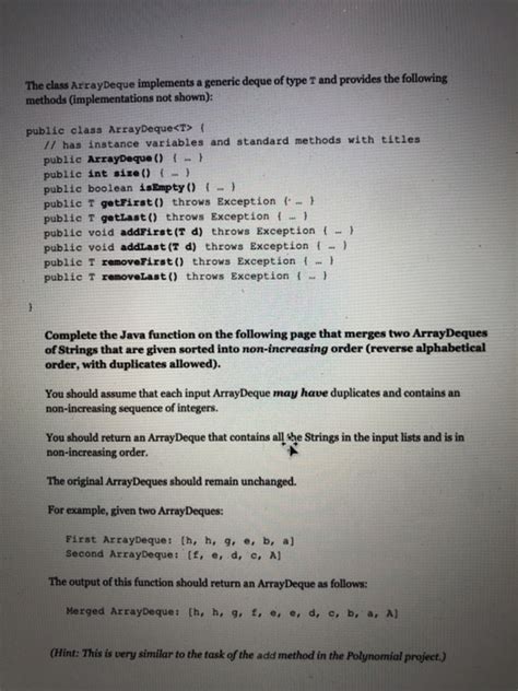 The Class Arraydeque Implements A Generic Deque Of