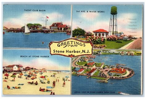 1959 Greetings From Stone Harbor New Jersey Nj Aerial Multiview