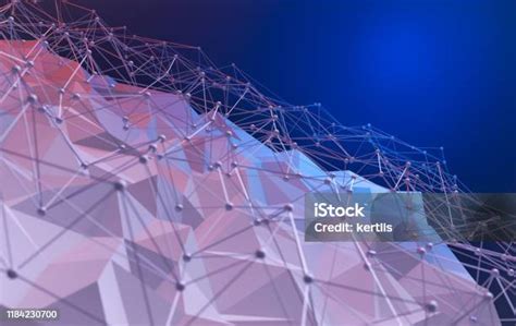 그리드가 있는 삼각형의 추상적인 파란색 배경 3d 일러스트레이션 렌더링 0명에 대한 스톡 사진 및 기타 이미지 0명 3차원 형태 건축물 Istock