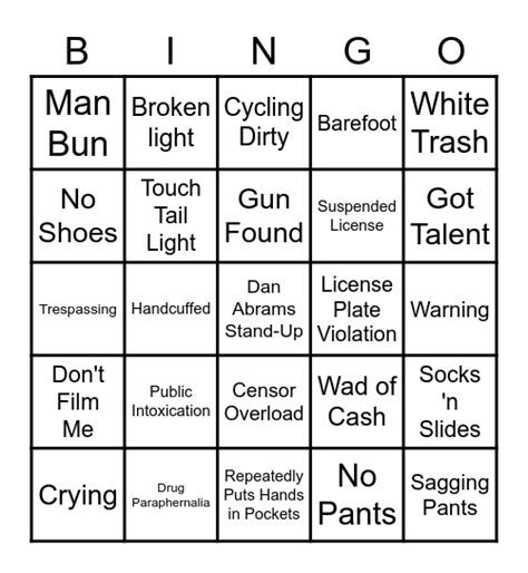 Livepd Bingo Card