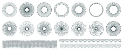 스피로그래프 그래픽 요소 디자인을 위한 추상적인 형상 모음 벡터 일러스트 레이 션 길로쉐에 대한 스톡 벡터 아트 및 기타 이미지 길로쉐 지폐 통화 프레임 Istock