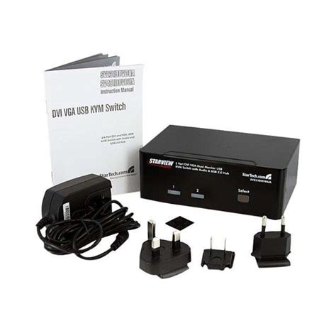 StarTech Com 2 Port DVI VGA Dual Monitor KVM Switch USB With Audio