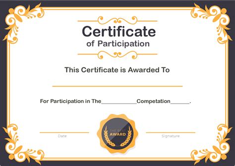 Printable Online Certificate Of Participation Template P Certificate