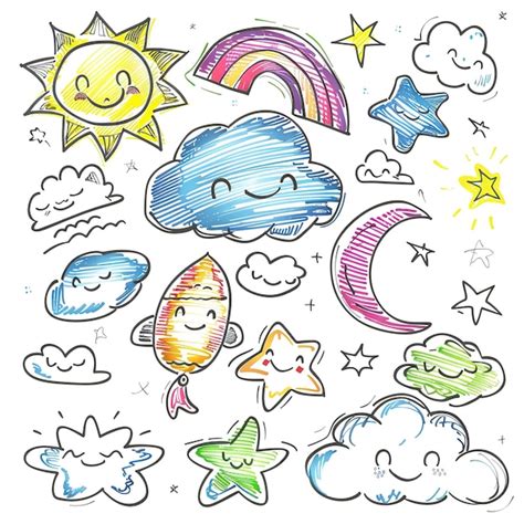 Illustration Of A Cute Sky Scribble Icons Generative Ai Premium Ai Generated Image