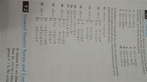 Solved The Values Of A Period 2pi Function F T In One Full Chegg Com