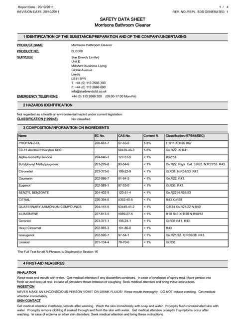 Tesco Antibac Bathroom Cleaner Safety Data Sheet At Eric Mullins Blog