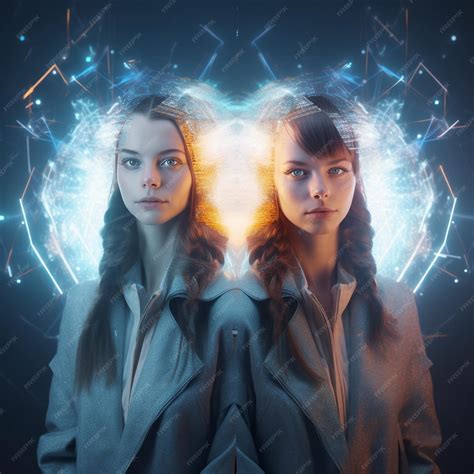 Premium Ai Image Generative Ai Twins Sister Posing In Scifi
