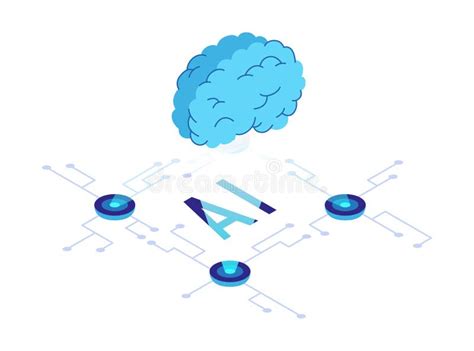 Isometric Artificial Intelligence Digital Technology Ux Ui Mobile App Page Screen Set Stock