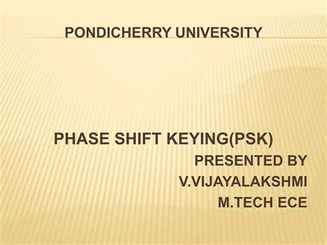 Psk Phase Shift Keying Pptx