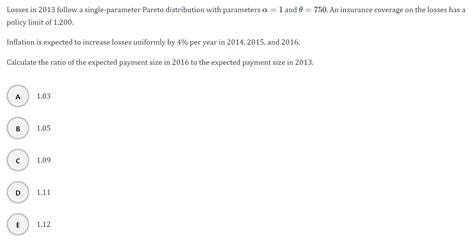 Solved Losses In 2013 Follow A Single Parameter Pareto