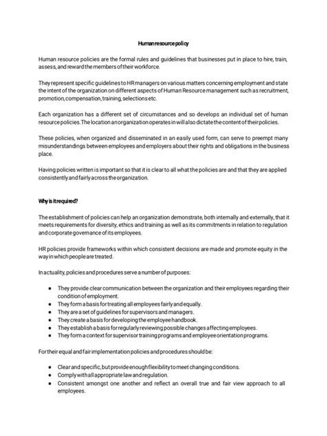 Human Resource Policy 1 Download Free Pdf Human Resource Management