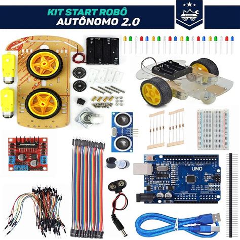 Kit Arduino Para Iniciantes Robô Autônomo 20 Eletrônica Ômega