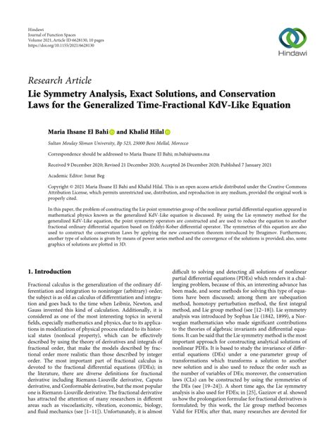 Pdf Lie Symmetry Analysis Exact Solutions And Conservation Laws For The Generalized Time