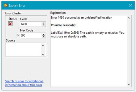 Error 1430 Or Error 6 When Using String To Path On Vxworks Controller Ni