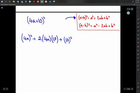 SOLVED Square Each Binomial Using The Binomial Squares Pattern 4 A 10 2